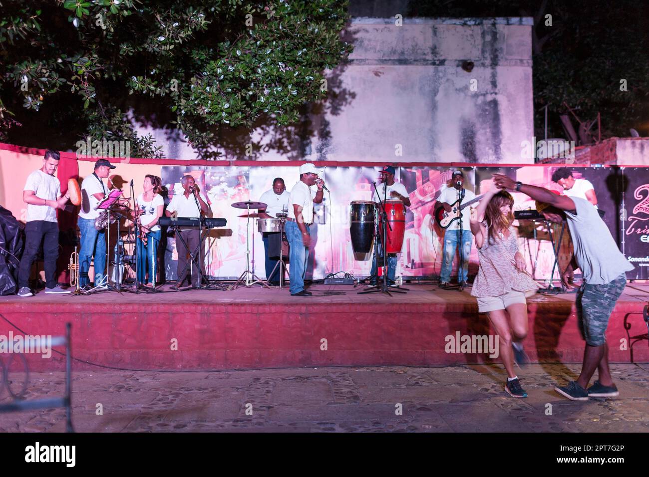 Live music, musicians, dancers, Casa de la Musica, Trinidad, Cuba Stock ...