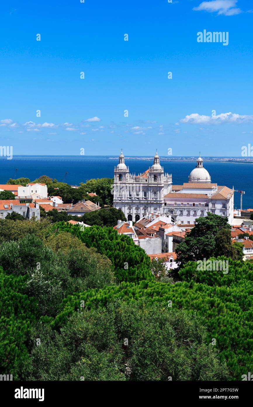 View from the Miradouro de Santa Luzia over the Alfama and the Tagus ...