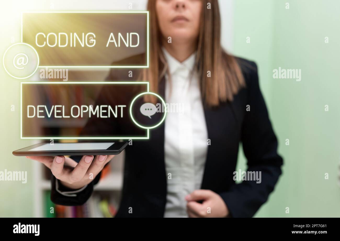 Conceptual caption Coding And Development, Internet Concept Programming Building simple assembly ...