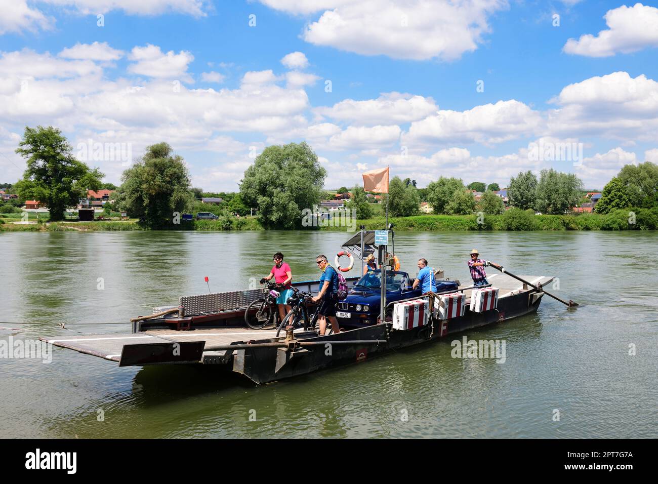 Yaw rope ferry across the Danube, Matting, Lower Bavaria, Bavaria ...