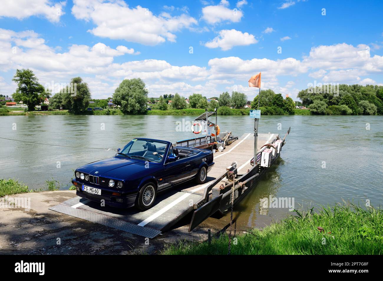 Yaw rope ferry across the Danube, Matting, Lower Bavaria, Bavaria ...