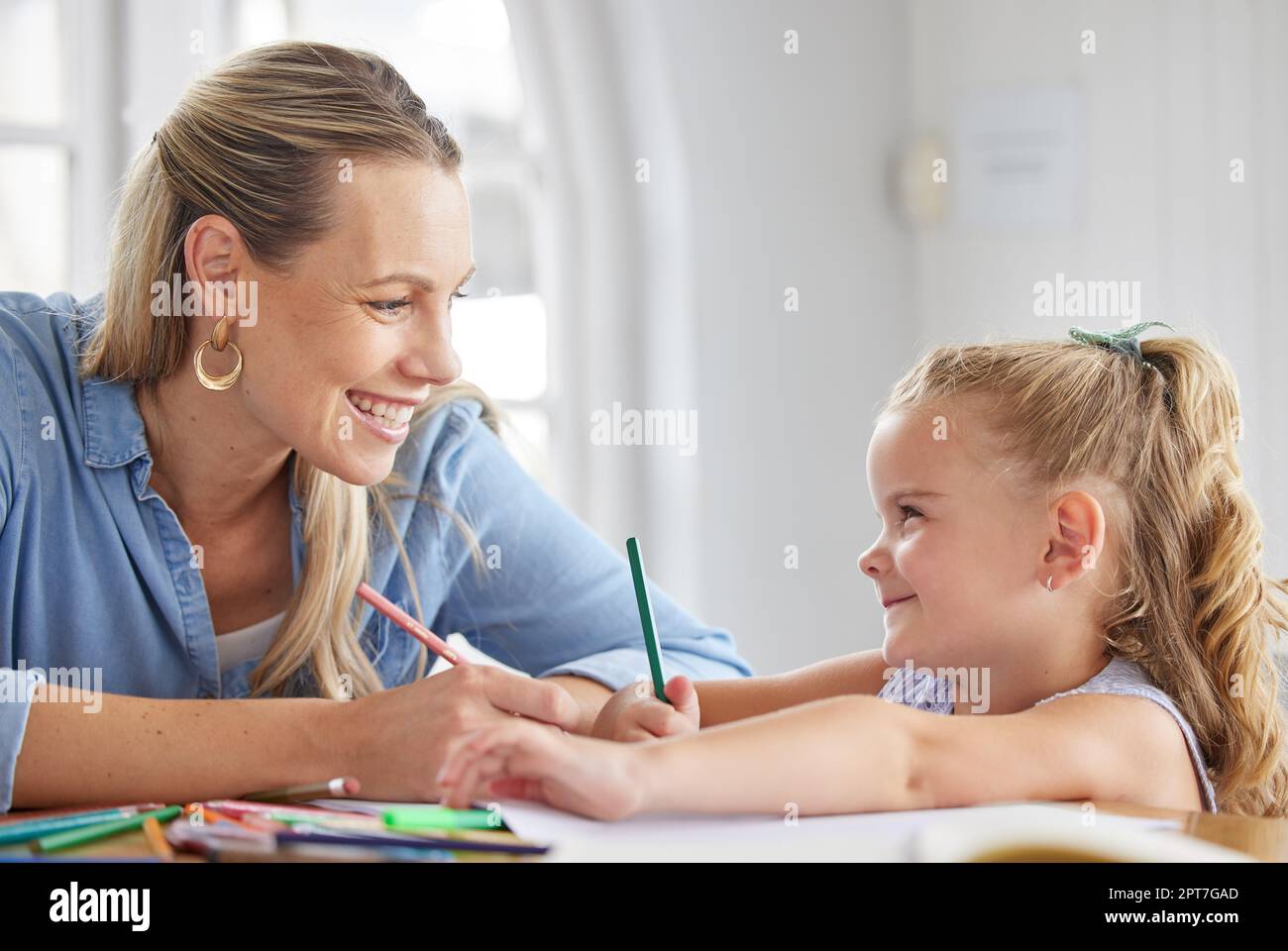 Home school, mother and kid education, creative learning and studying ...