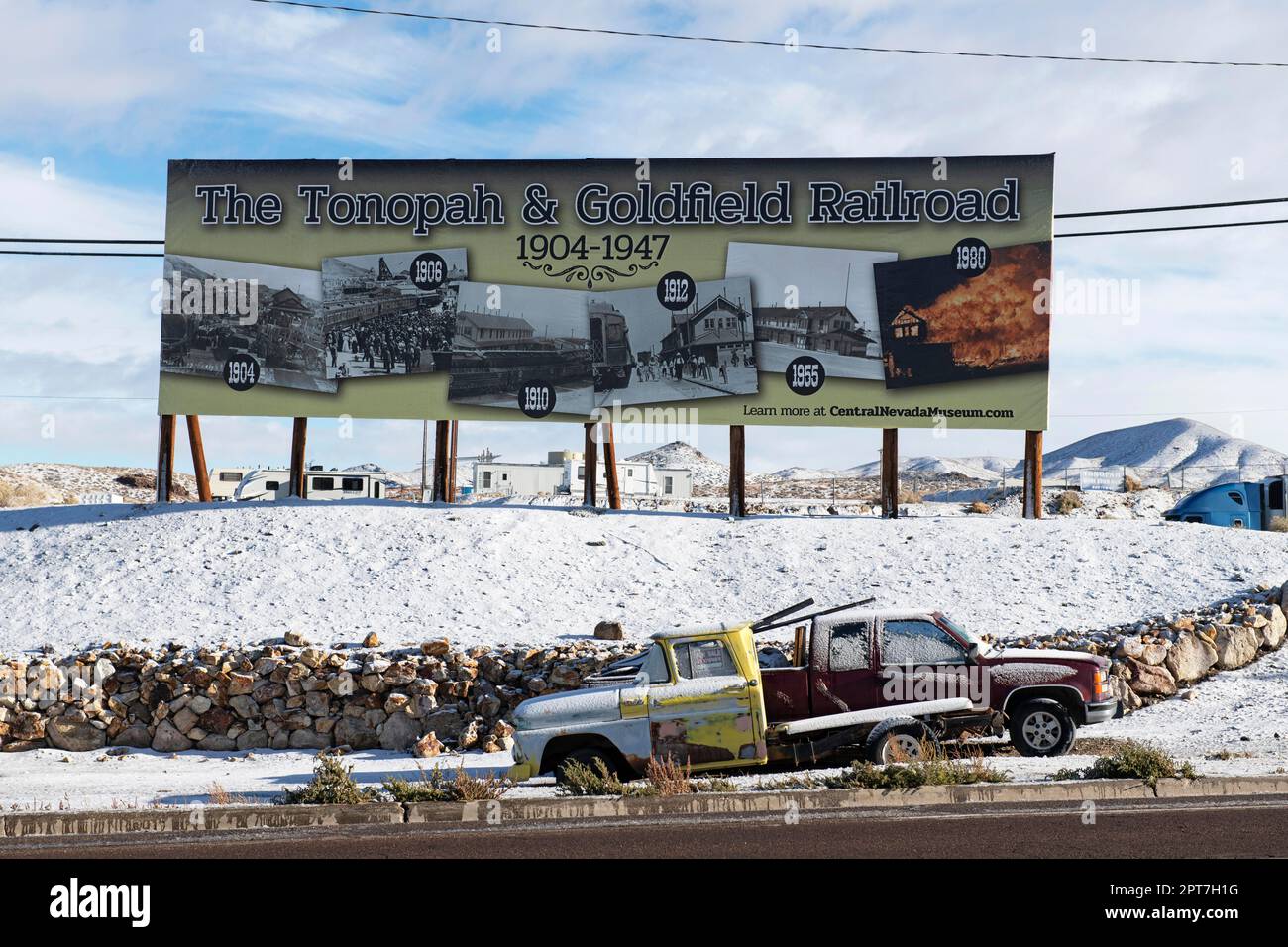 Goldfield Railroad, sign to the museum, Tonopah, Nevada, USA Stock ...