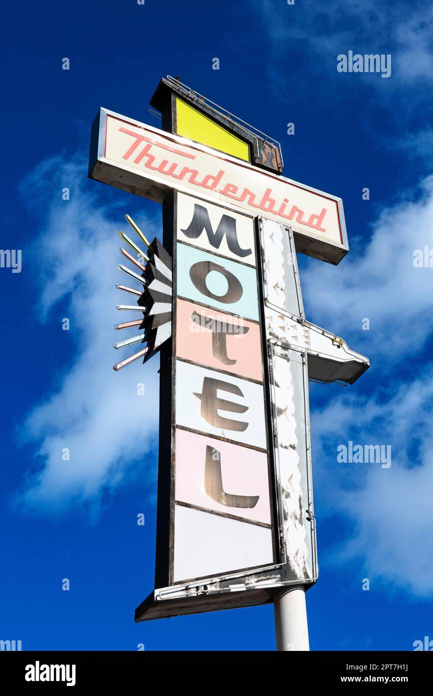 Thunderbird Motel, retro advertising sign, Reno, Nevada, USA Stock ...