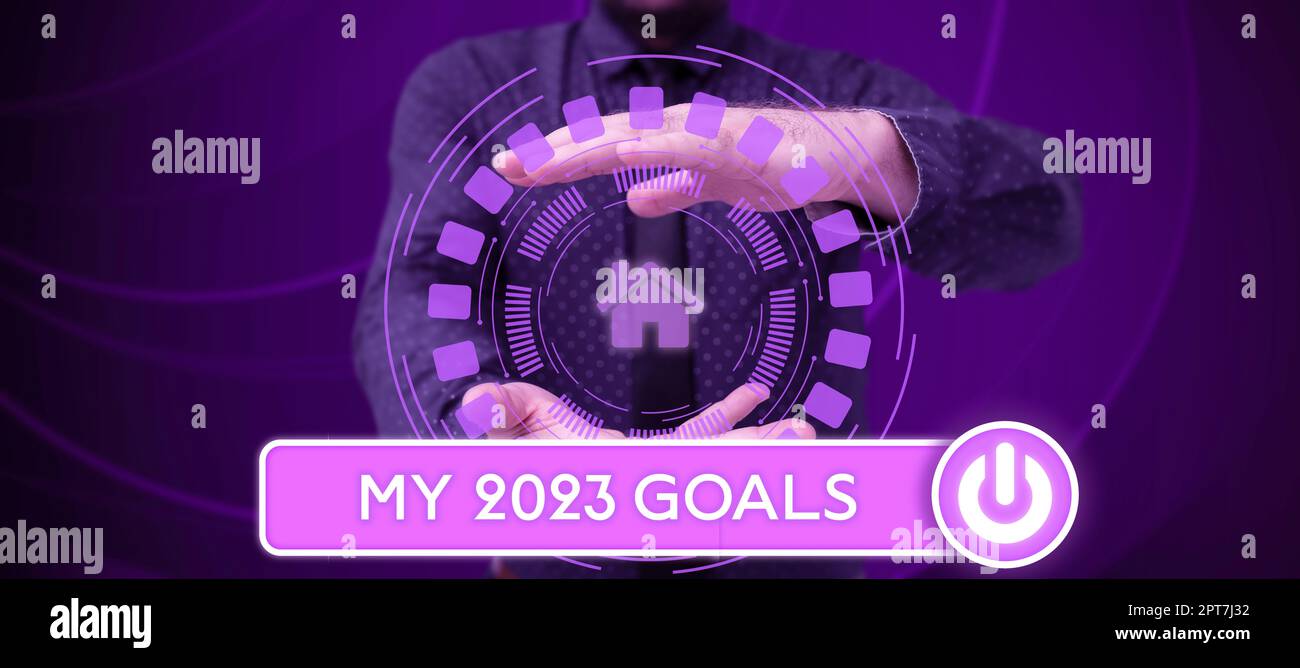 Sign displaying My 2023 Goals, Business overview setting up personal ...