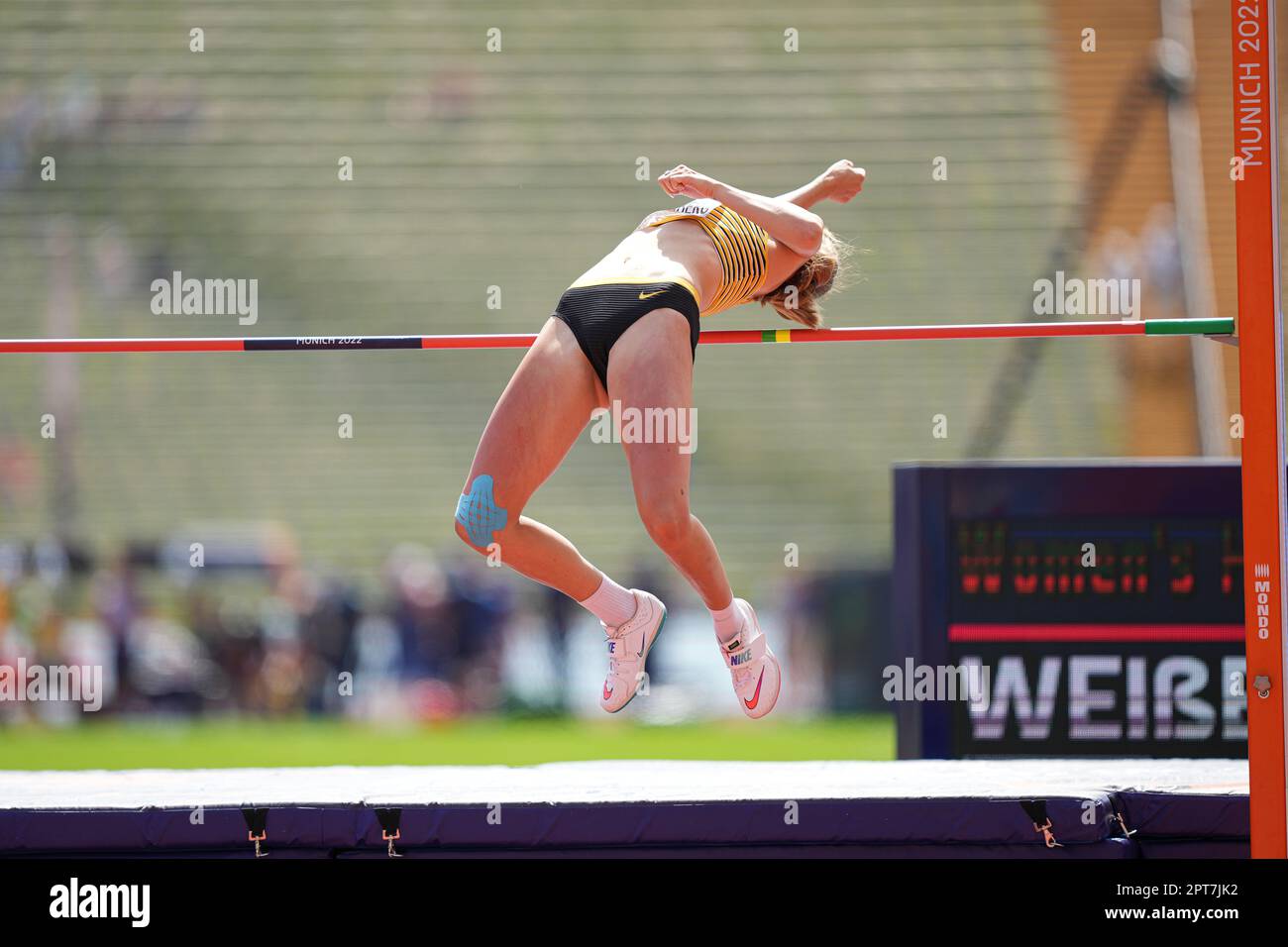 Sophie Weißenberg participating in the high jump of the European ...