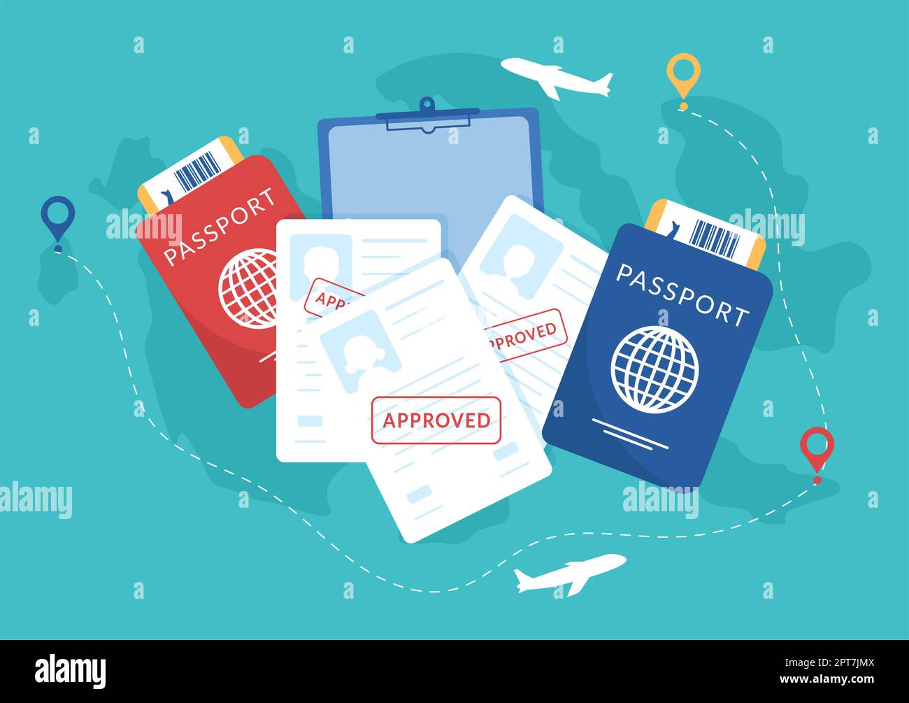 Immigration Template Hand Drawn Cartoon Flat Illustration of Document ...