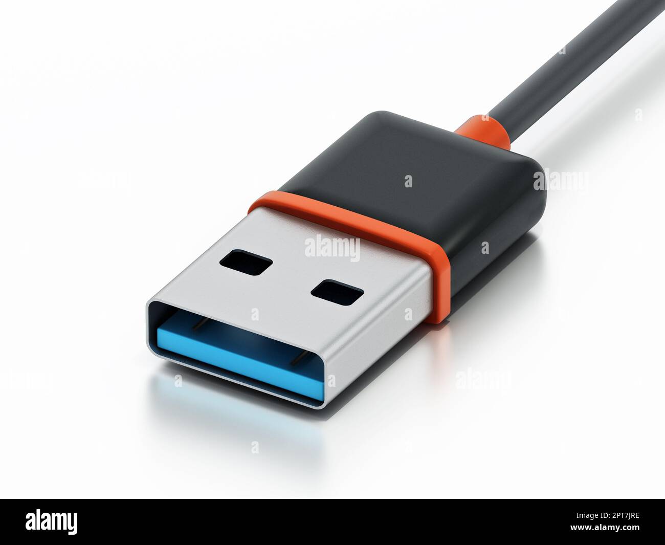 USB cable and plug isolated on white background. 3D illustration Stock ...