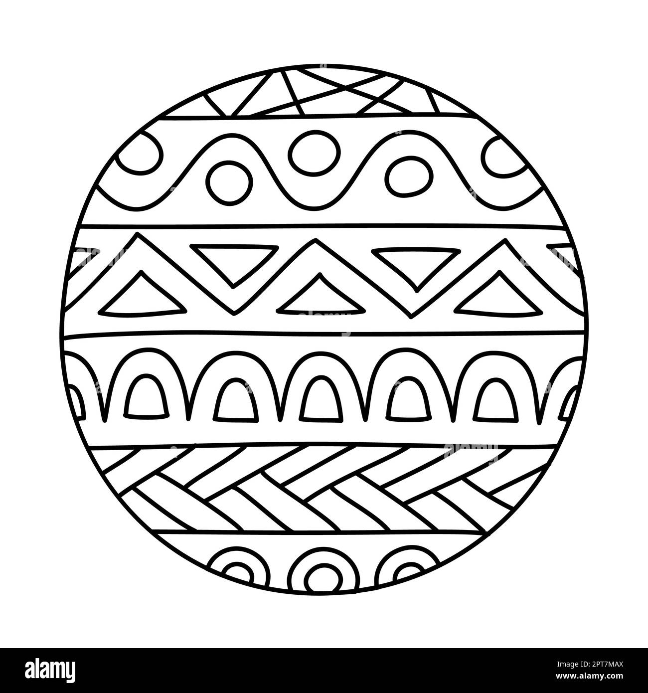 Round coloring page filled with hand drawn doodle motifs in a circle ...