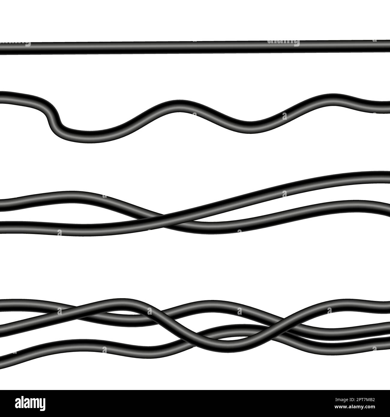 Set of Black Cables Isolated on White Background Stock Vector Image ...