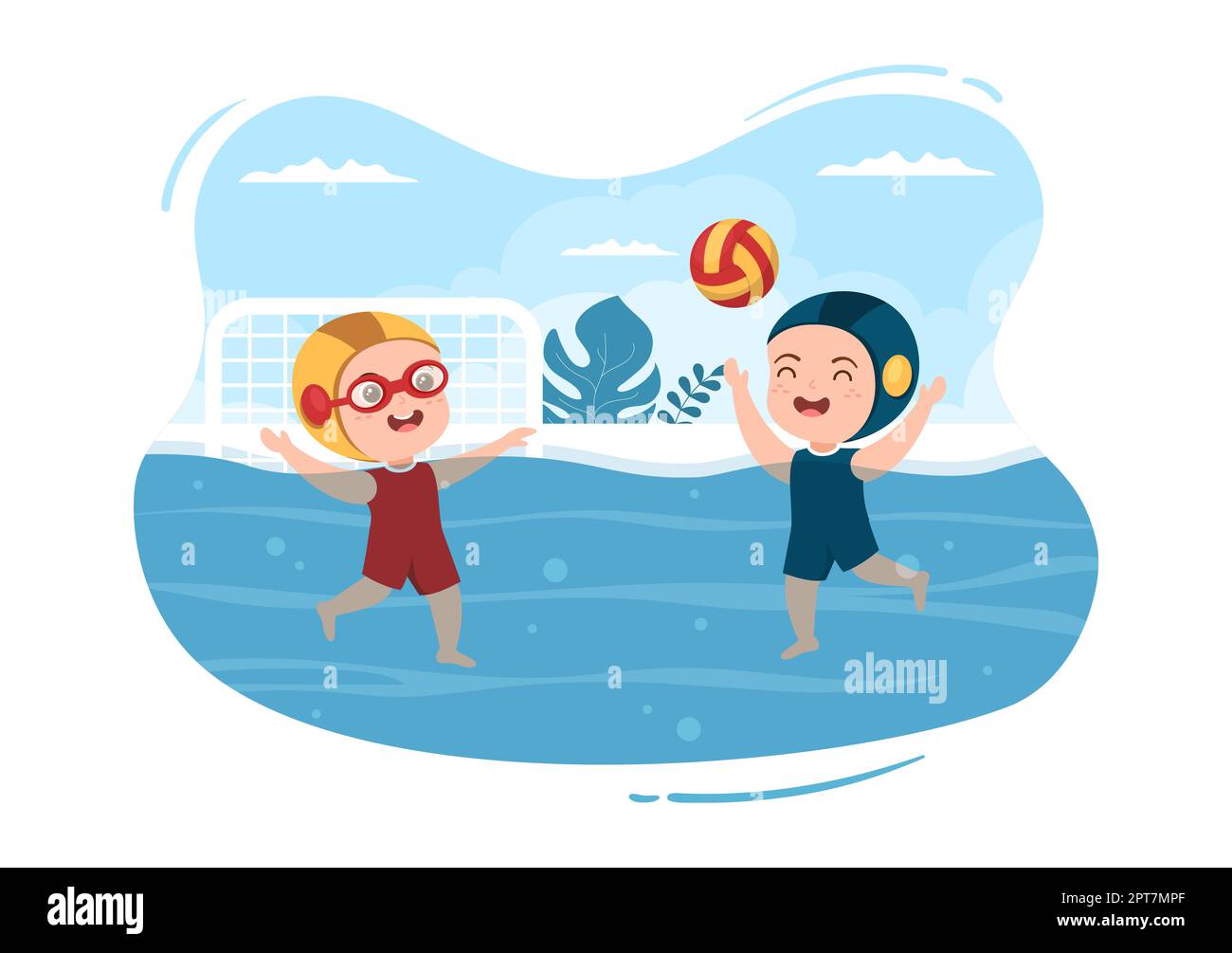 Water Polo Sport Player Playing to Throw the Ball on the Opponent's ...