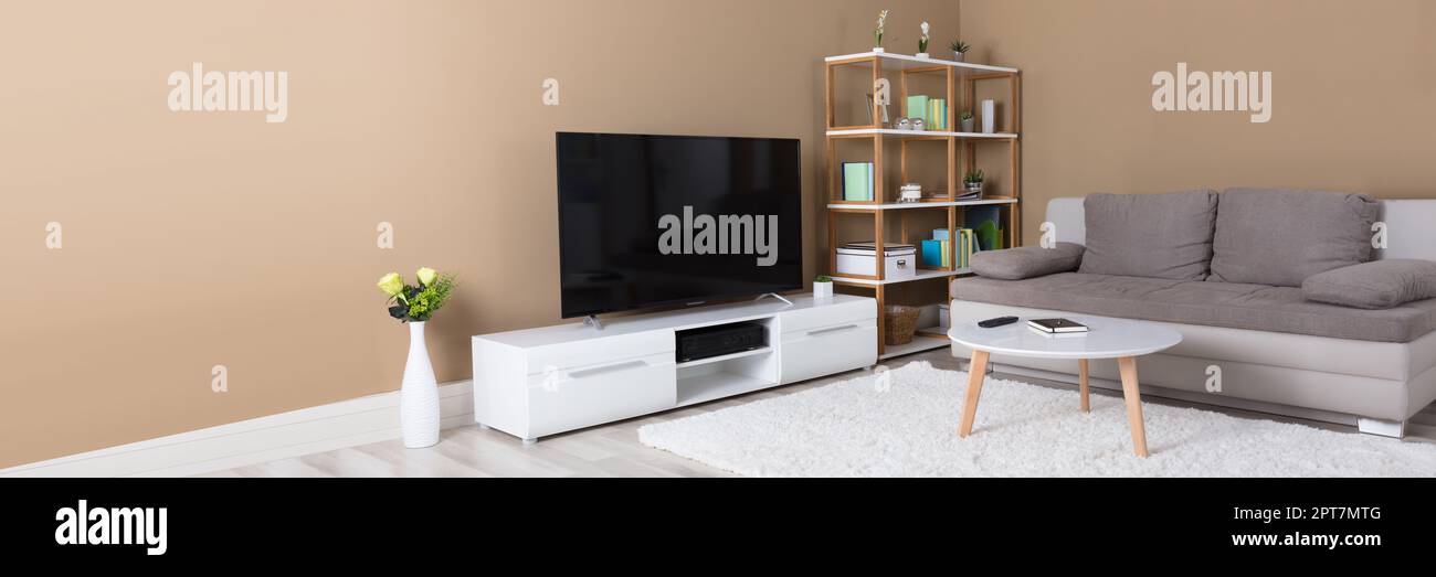 Living Room Interior With TV. Contemporary Home Stock Photo - Alamy