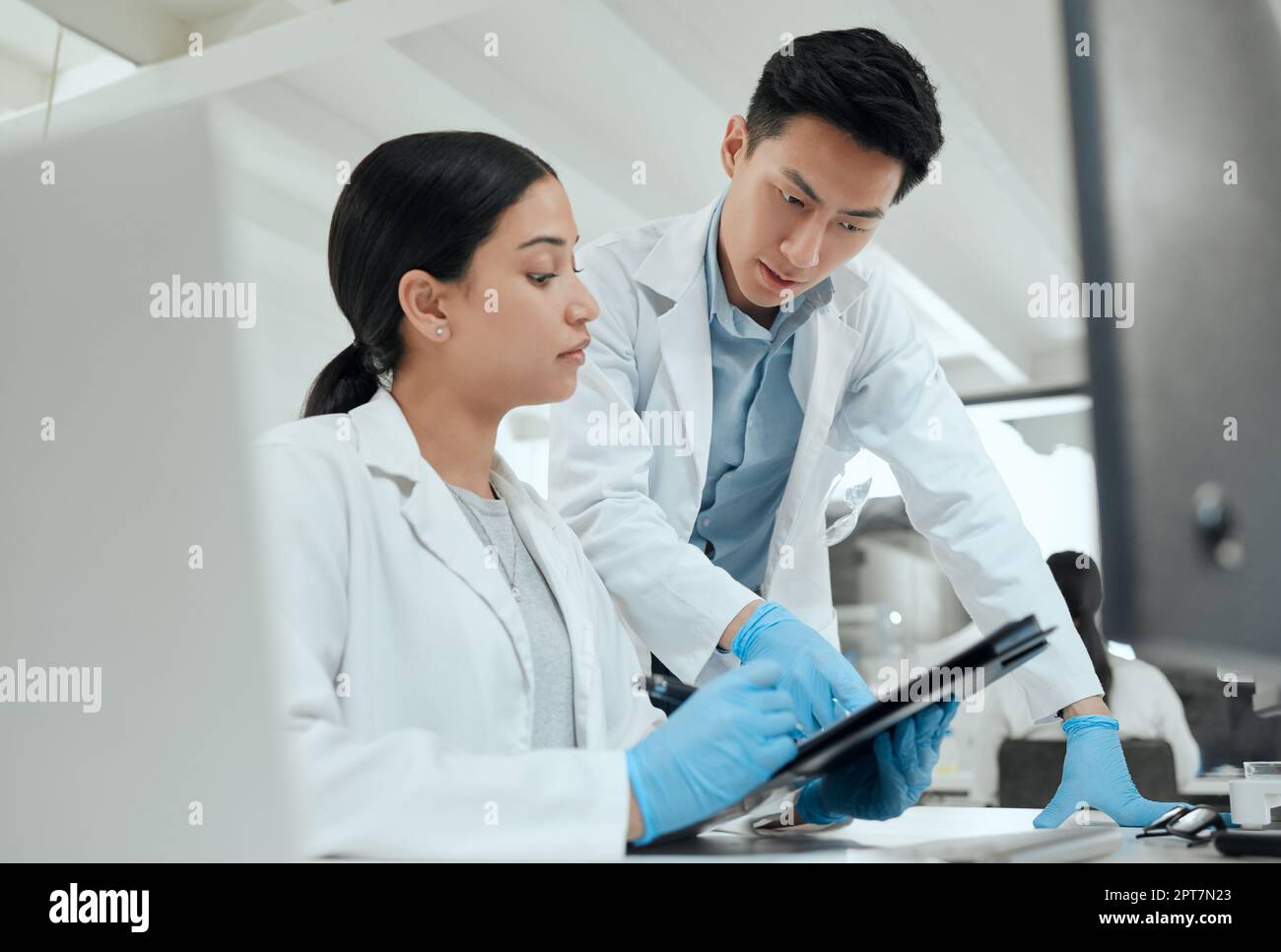 Together we could change the world. two scientists collaborating in the ...