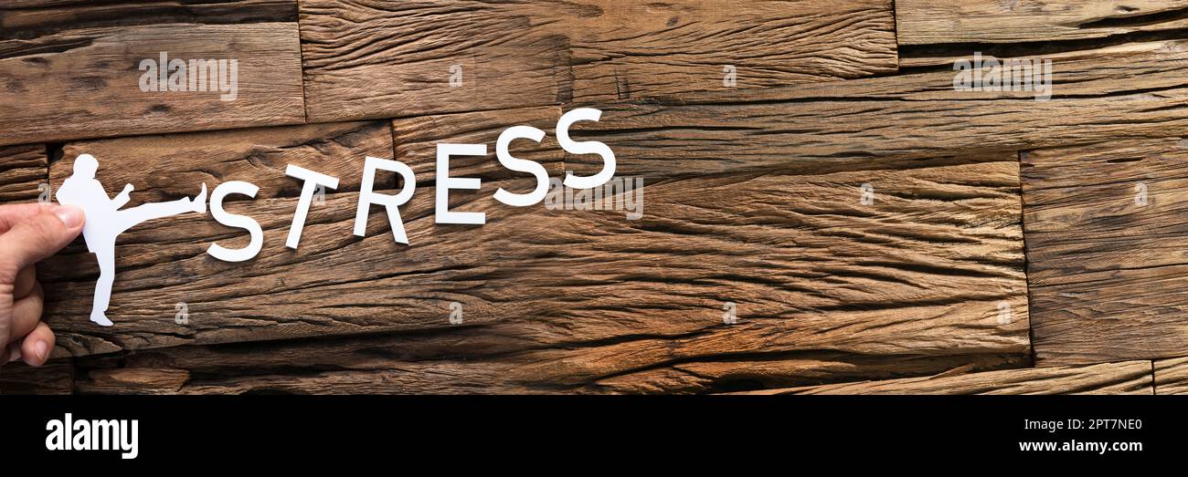 Fight Stress. Pain Relief Solution. Kicking Word Stock Photo - Alamy