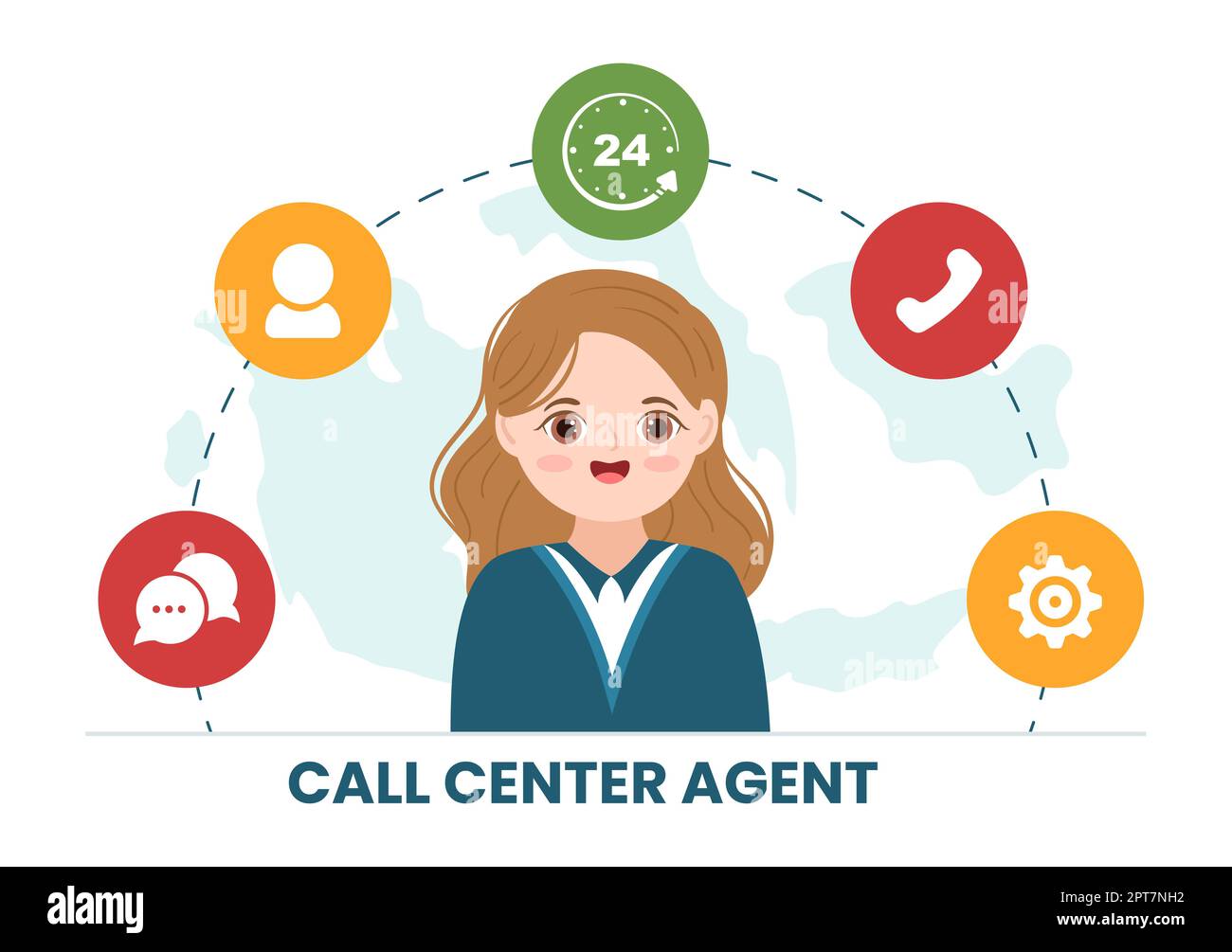 Call Center Agent of Customer Service or Hotline Operator with Headsets ...