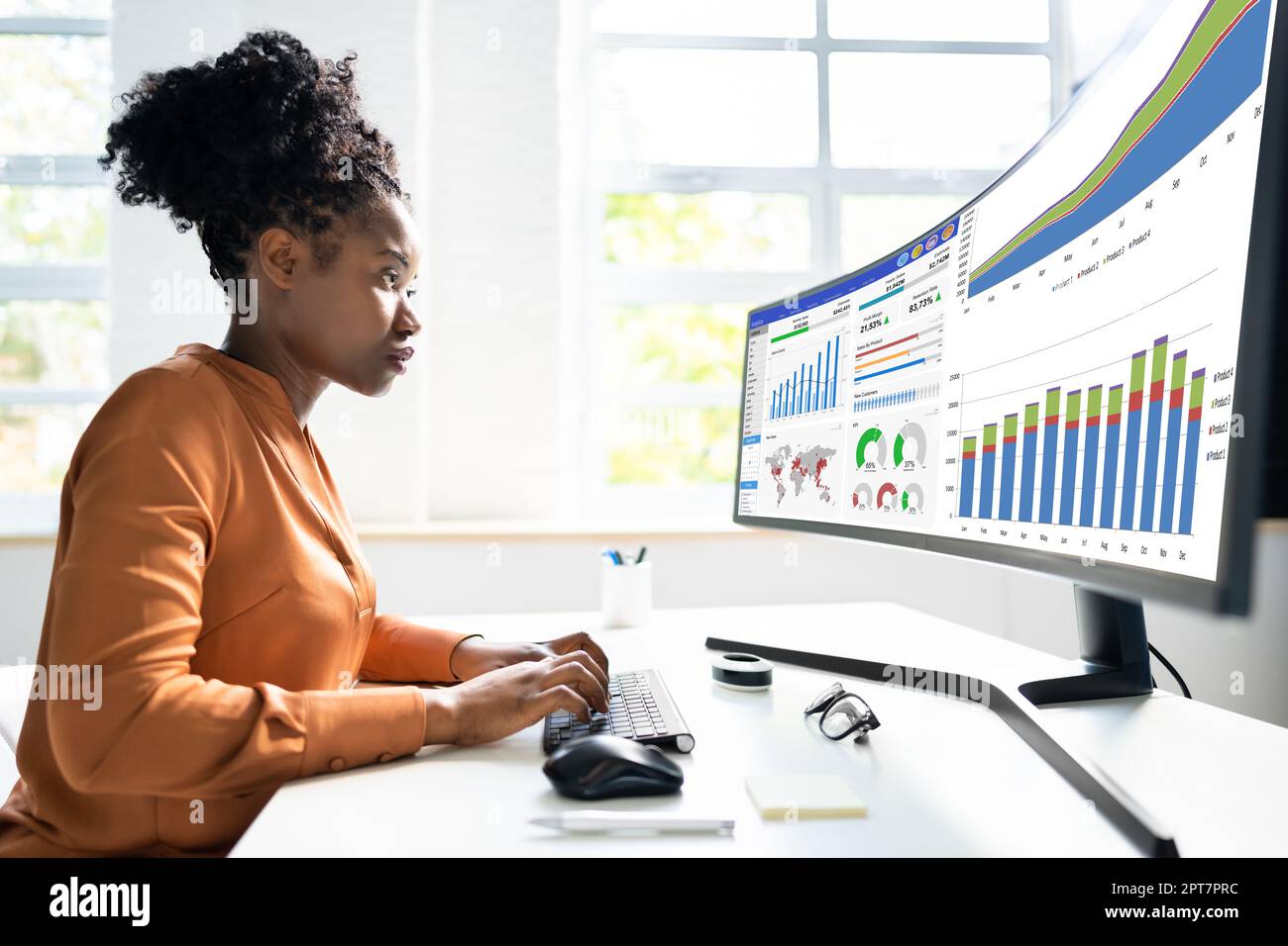 Financial Business Analytics Data Dashboard. Analyst Woman Stock Photo ...