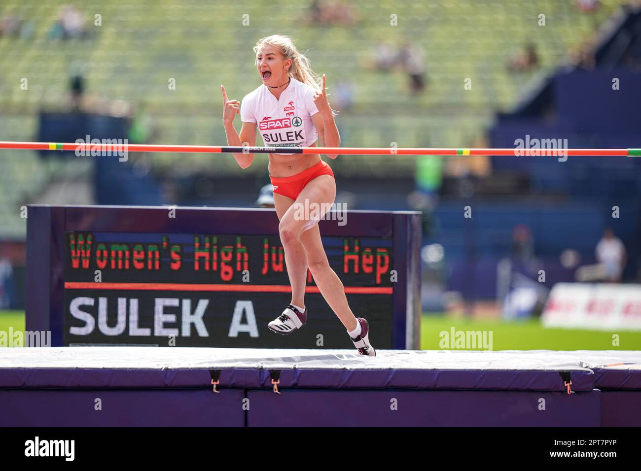 Adrianna Sulek participating in the high jump of the European Athletics ...