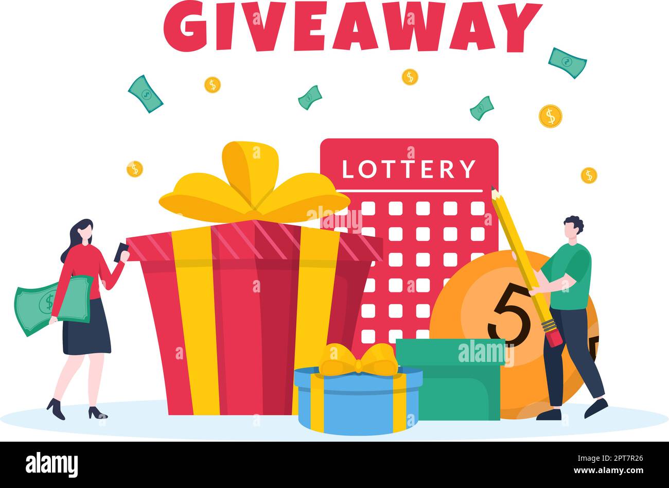 Giveaway Template Hand Drawn Cartoon Flat Illustration with Win a Prize ...