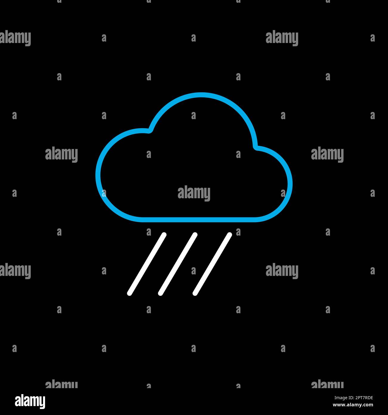 Raincloud vector isolated icon on black background. Meteorology sign ...