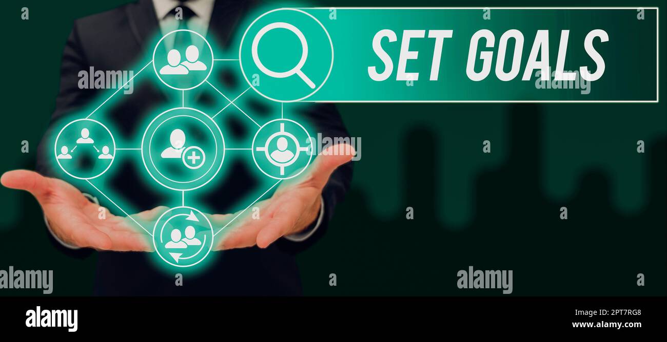 Conceptual display Set Goals, Word for Defining or achieving something ...