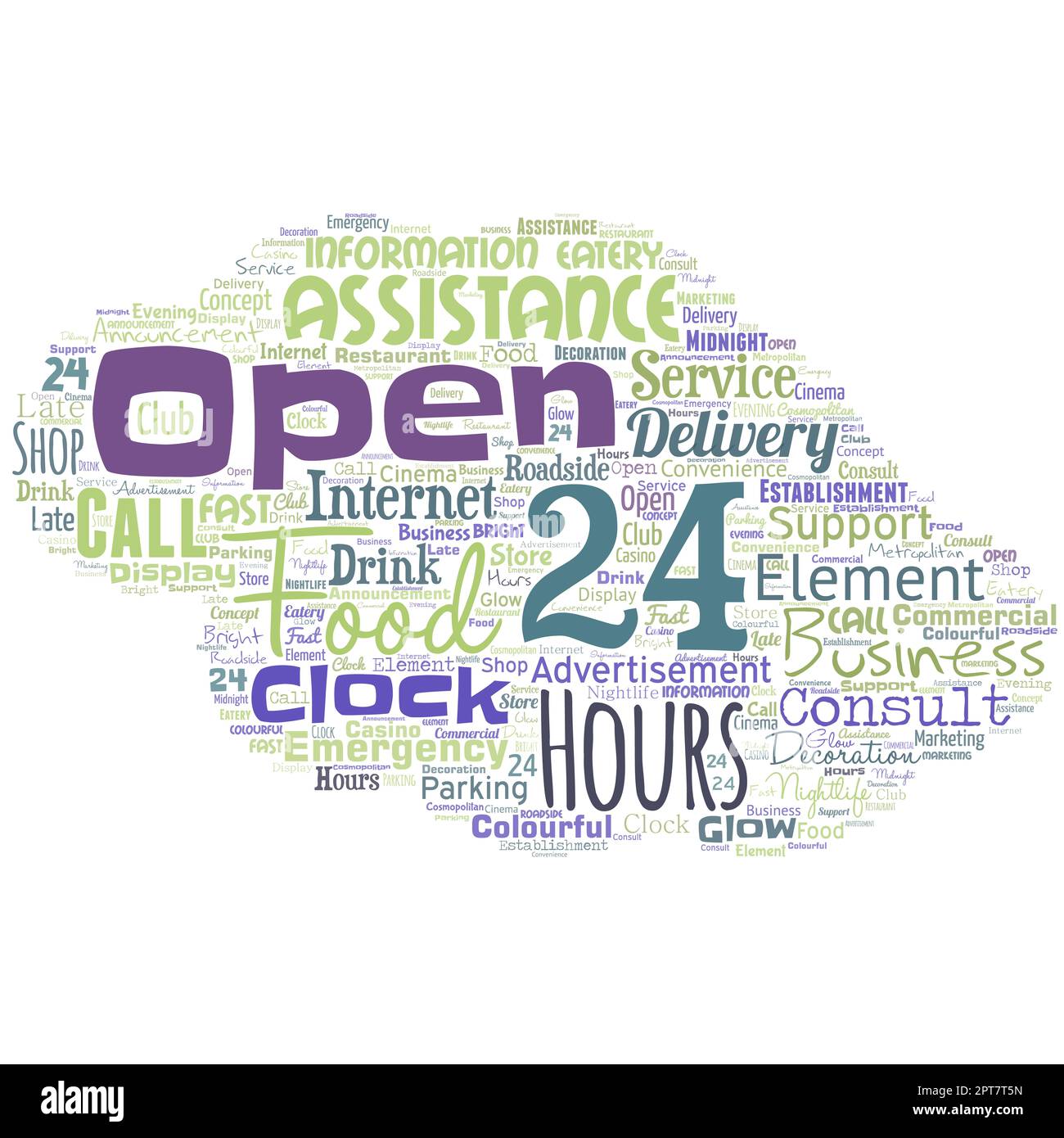 Big word cloud with words open 24 Hours Stock Photo - Alamy