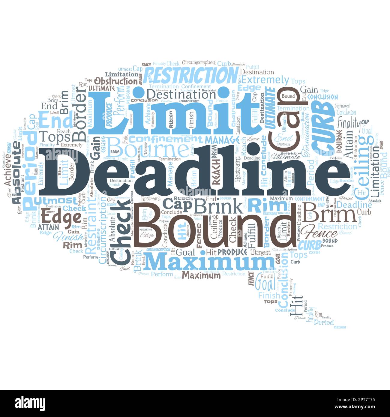 Big word cloud in the shape of speech bubble with word deadline Stock ...