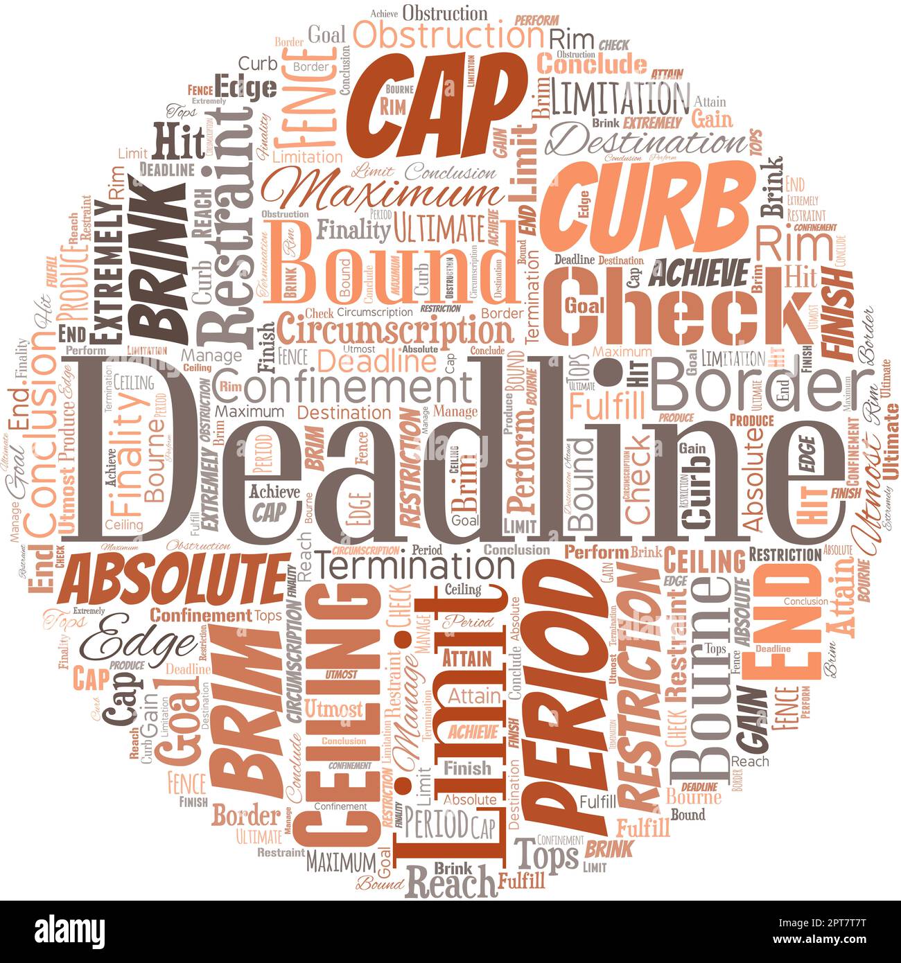 Big word cloud in the shape of circle with word deadline Stock Photo ...