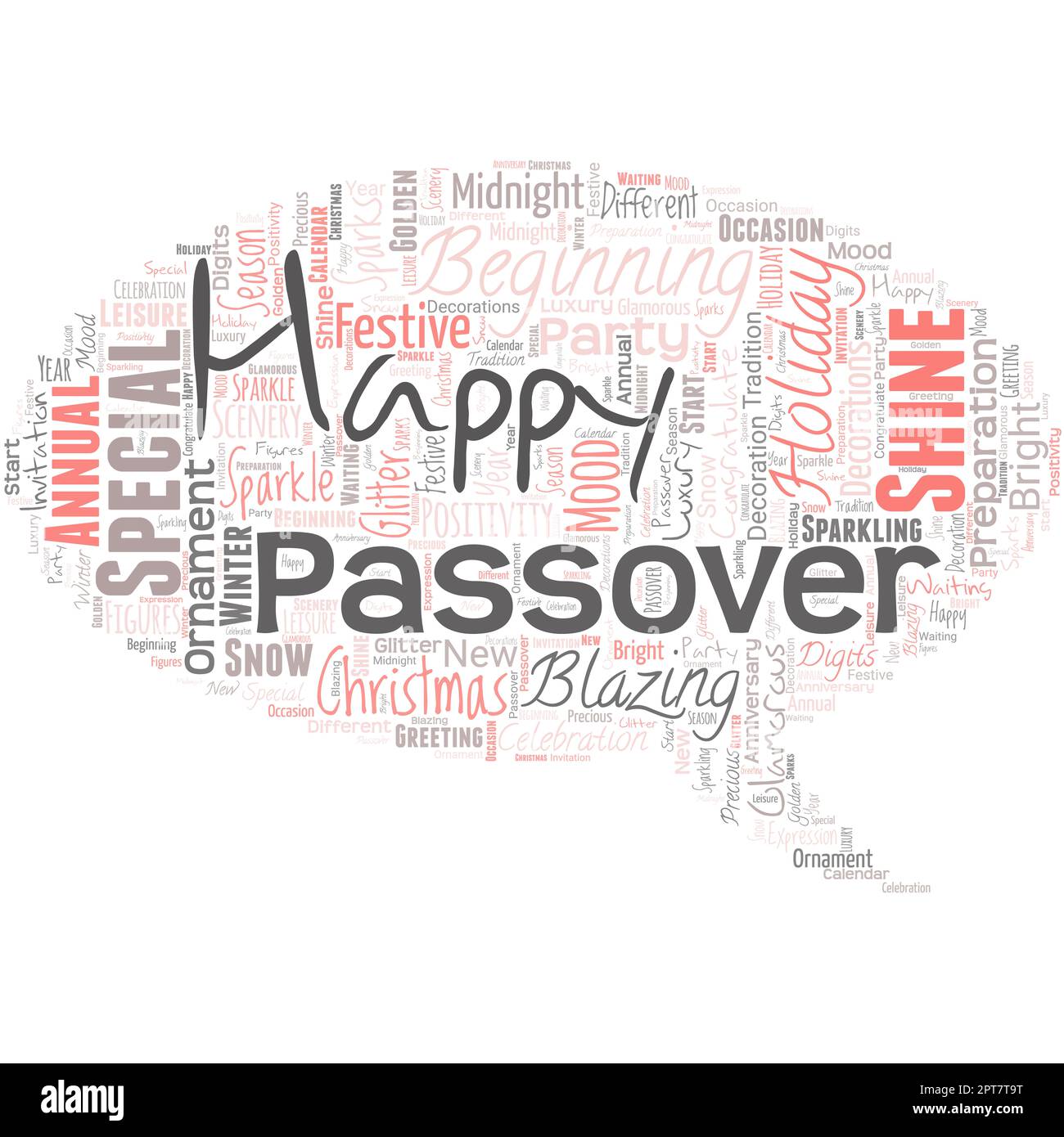Big word cloud in the shape of dialog box with words Happy Passover ...