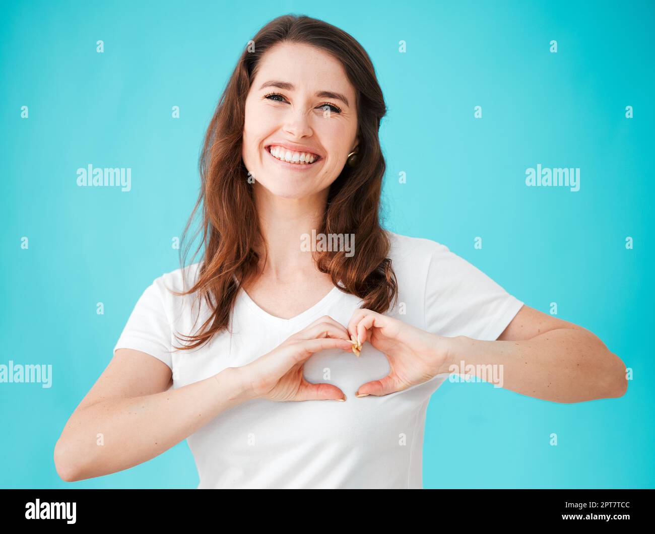 Woman hands over chest hi-res stock photography and images - Alamy