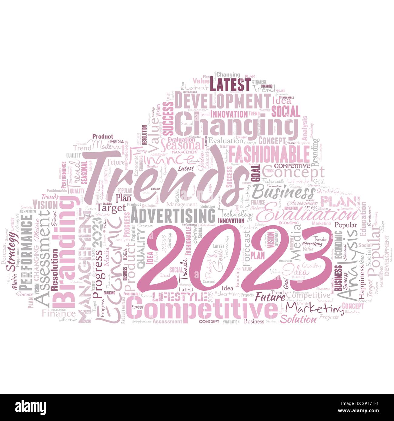 Big word cloud in the shape of cloud with words Trends 2023 Stock Photo ...