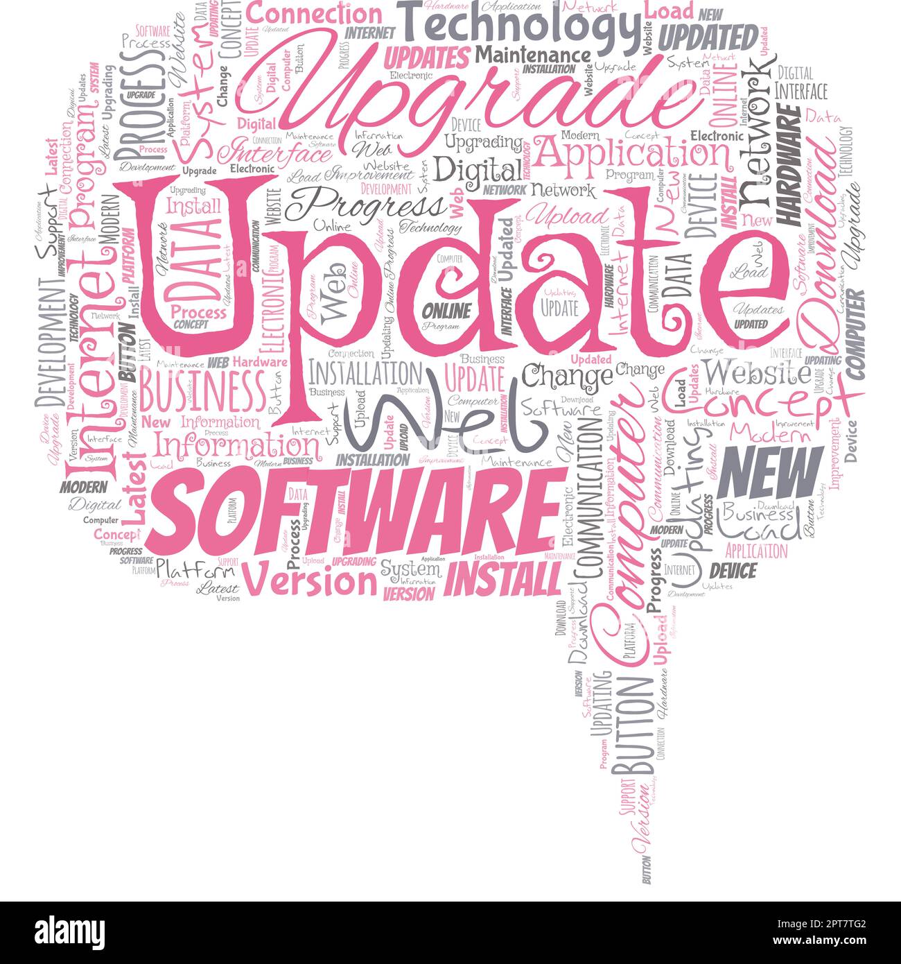 Big word cloud in the shape of speech bubble with word update Stock ...