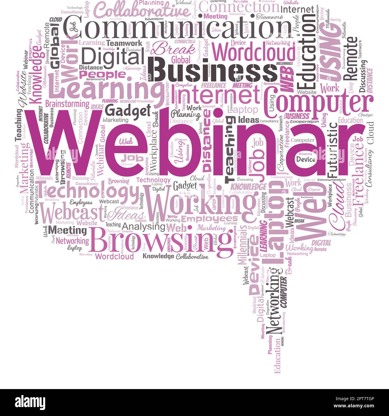Big word cloud in the shape of chat box with word webinar Stock Photo ...