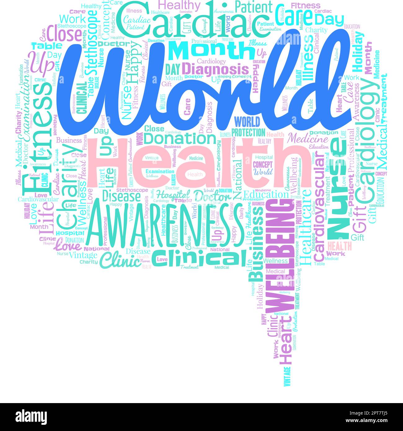 Big word cloud in the shape of speech bubble with words world health ...