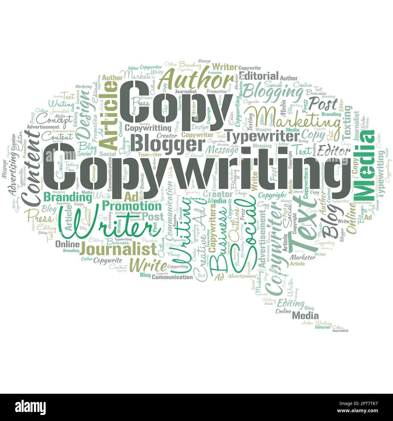 Big word cloud in the shape of dialog window with word copywriting ...