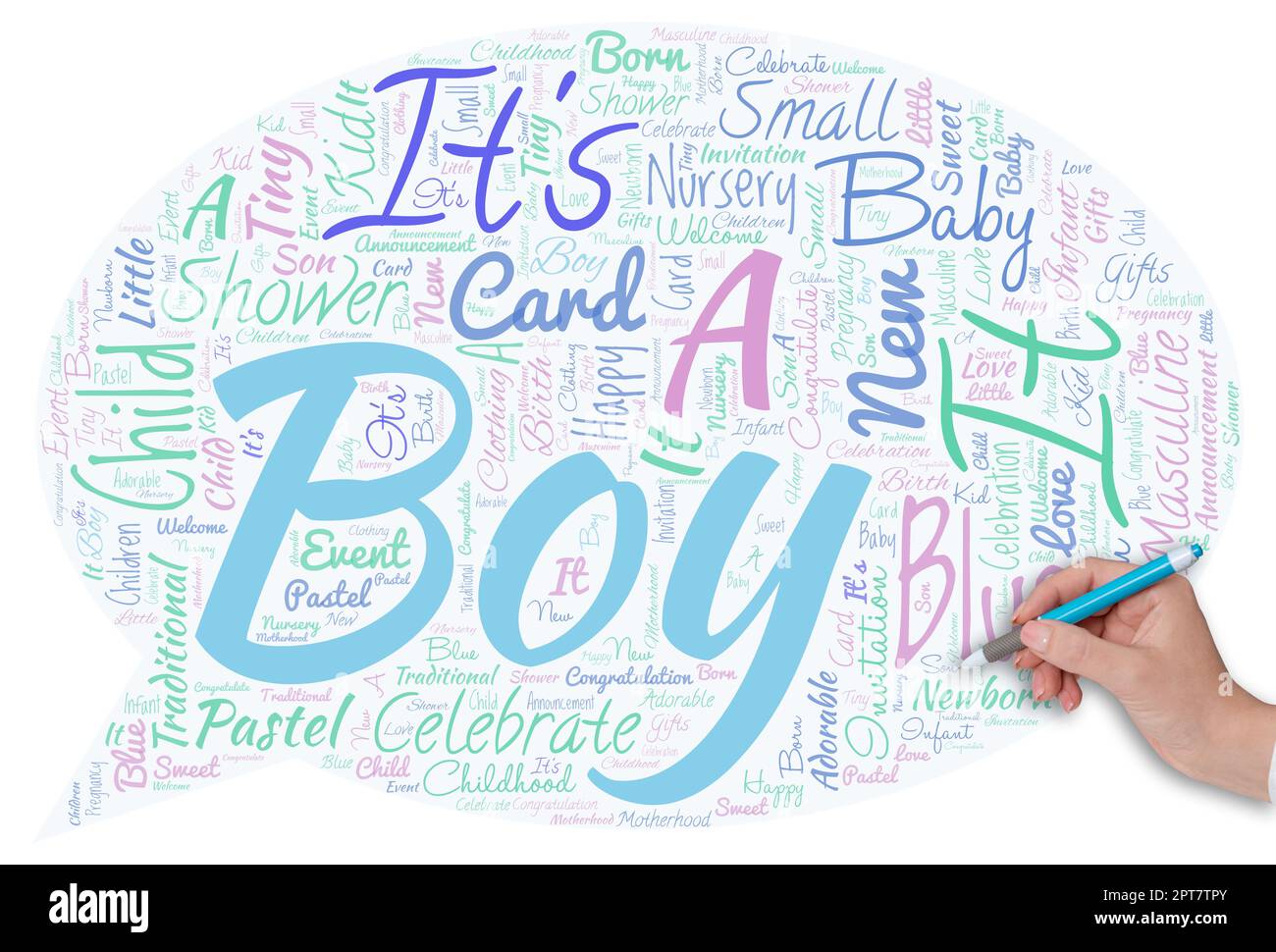 word cloud in the shape of dialog window with pen with words It S A Boy ...