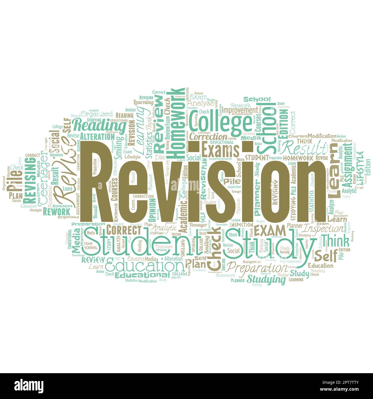 Big word cloud in the shape of UFO with word revision. Action over ...