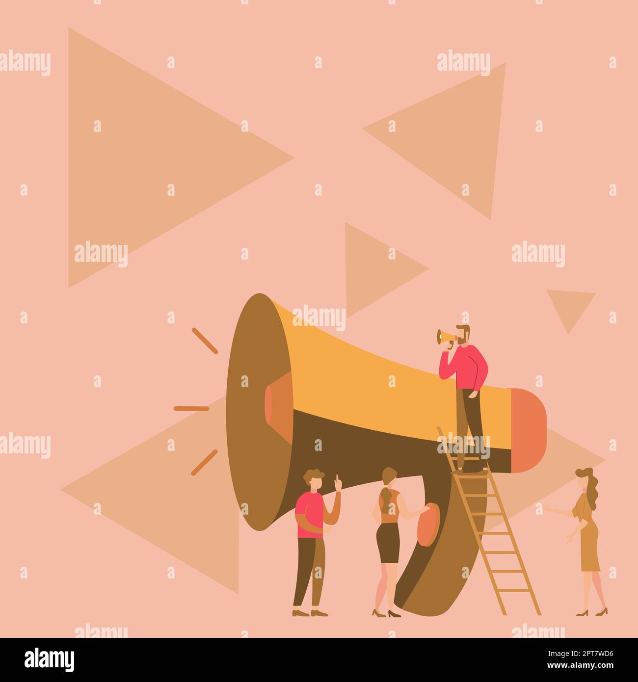 People Drawing Holding Their Megaphones Talking With Each Other Stock ...