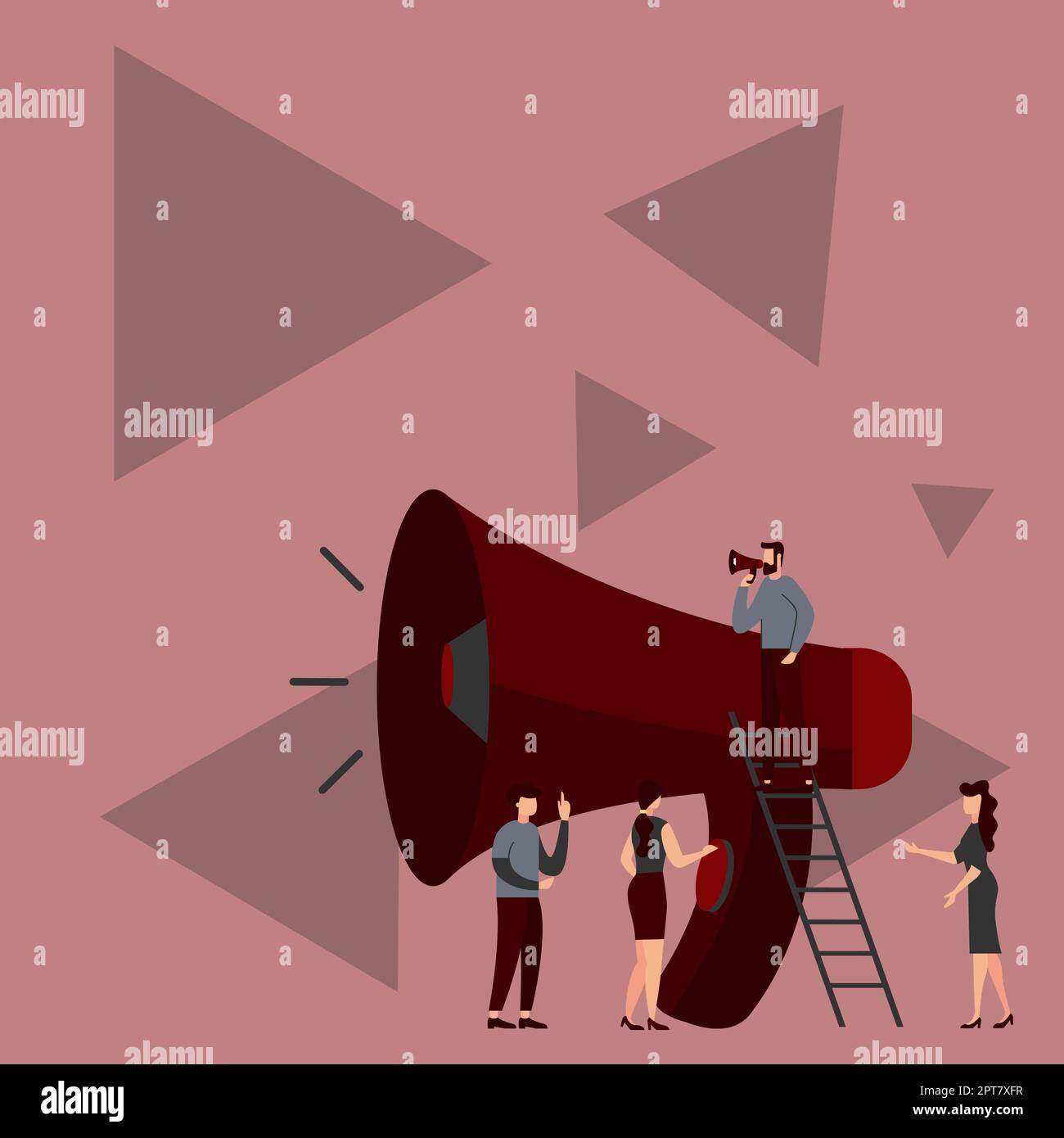 People Drawing Holding Their Megaphones Talking With Each Other Stock ...