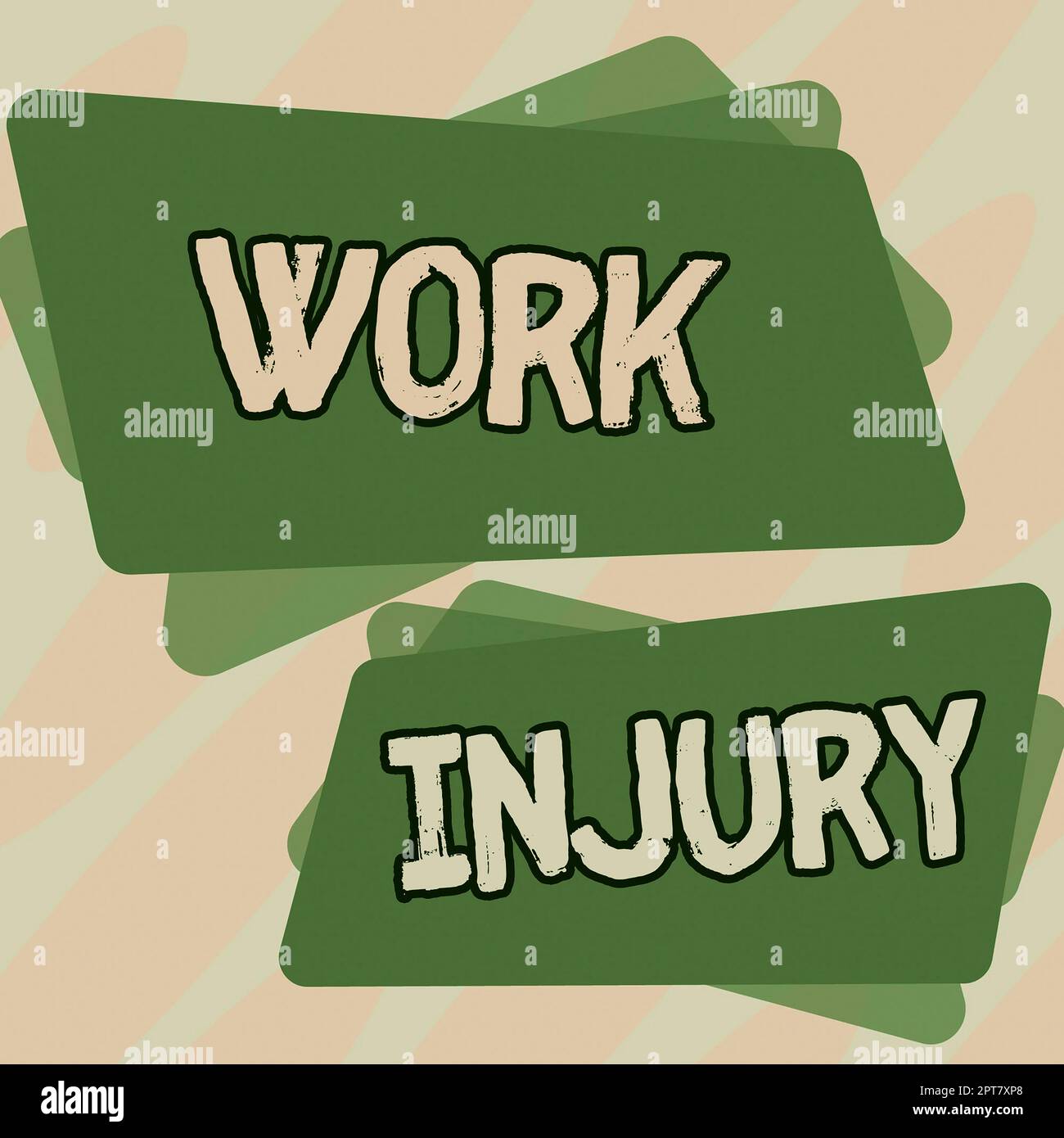 Text caption presenting Work Injury, Word Written on Accident in job ...