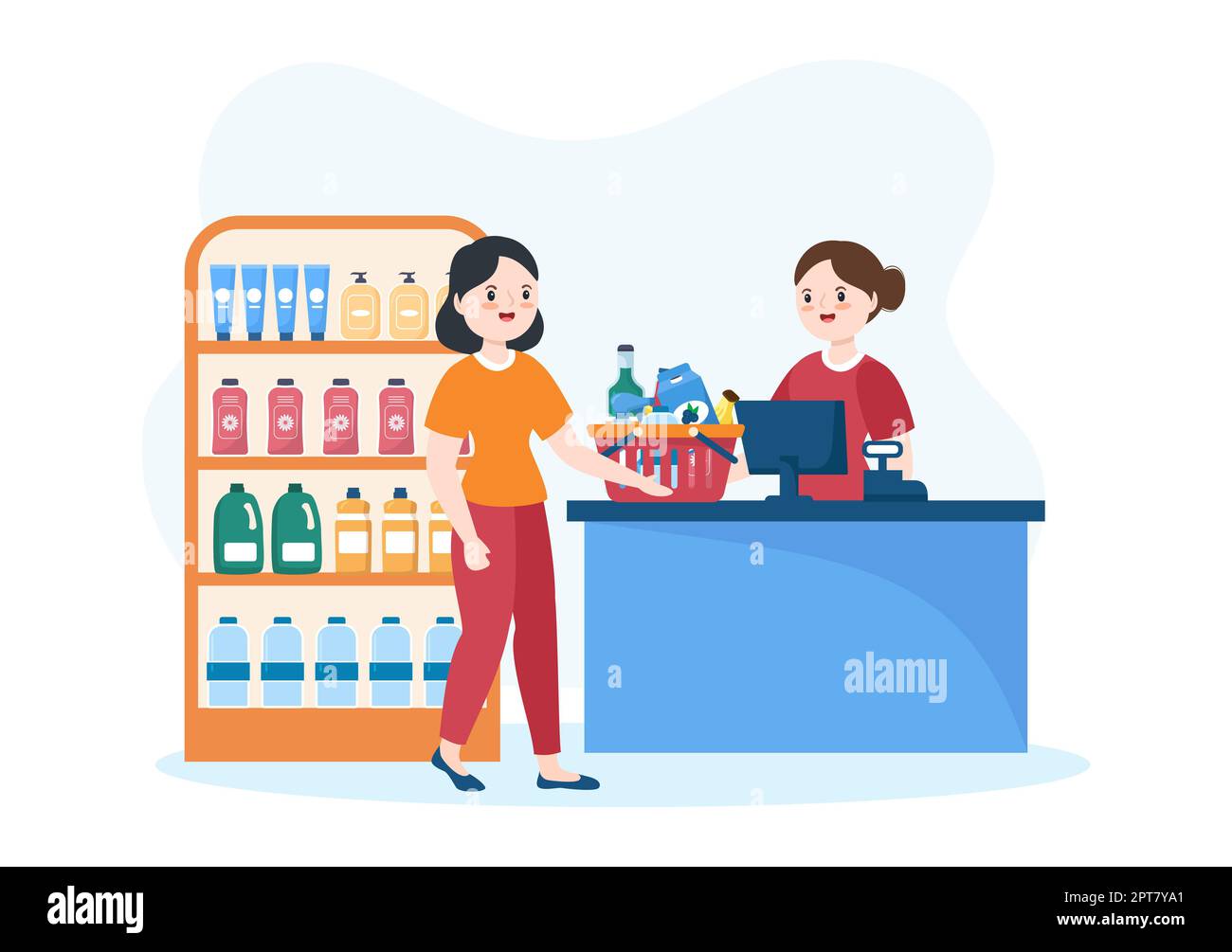 Grocery Store or Supermarket with Food Product Shelves, Racks Dairy ...