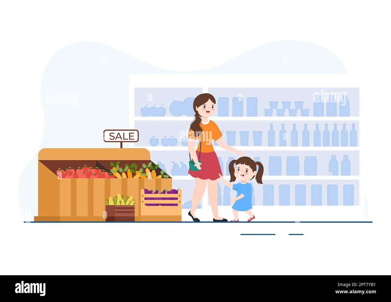 Grocery Store or Supermarket with Food Product Shelves, Racks Dairy ...