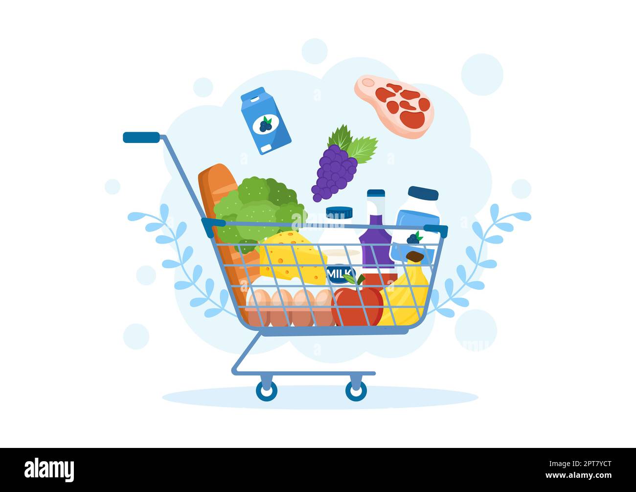 Grocery Store or Supermarket with Food Product Shelves, Racks Dairy ...