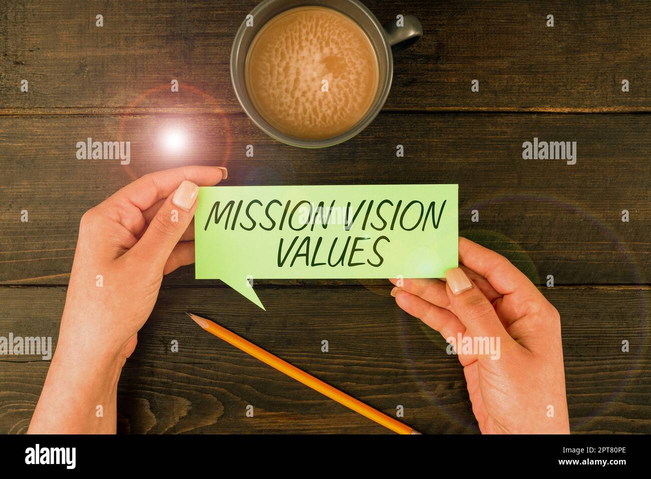 Hand writing sign Mission Vision Values, Business concept company ...