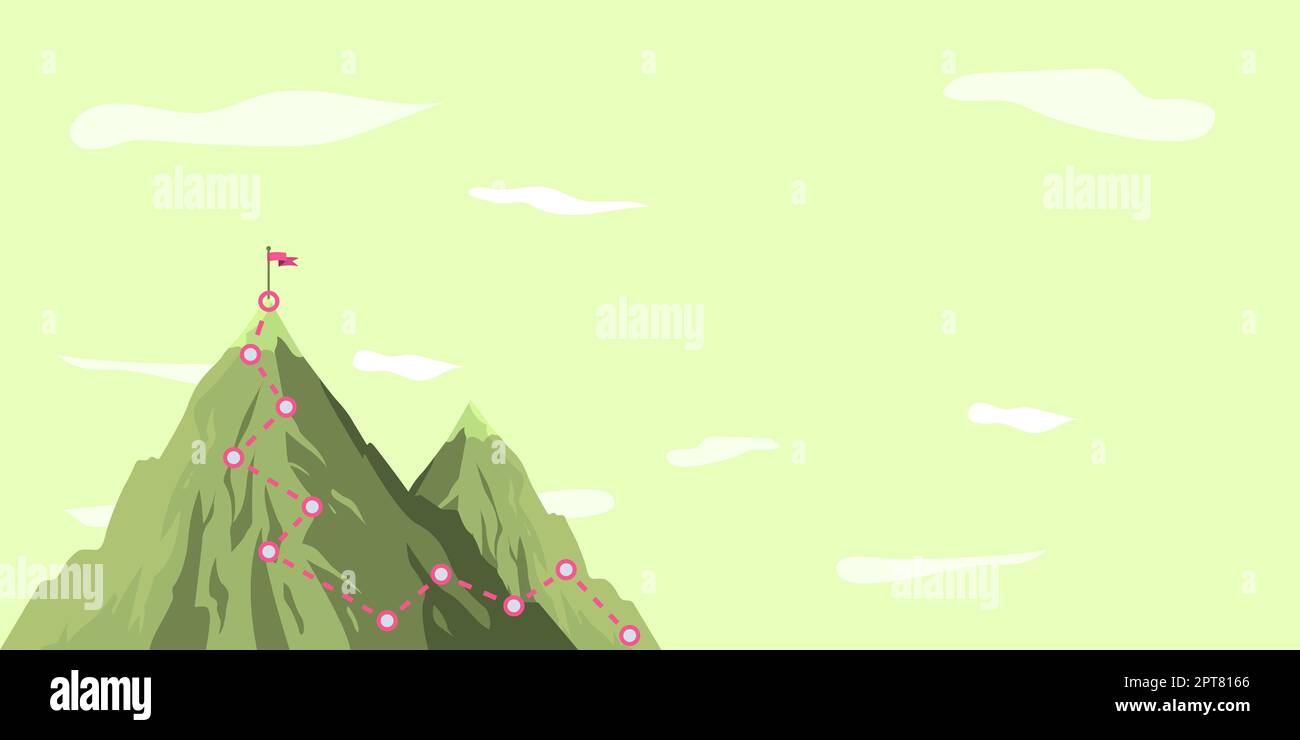 Man On A Mountain Drawing Proud Of His Climbing Success To The Clouds ...