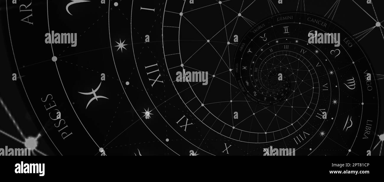 Zodiac Signs Horoscope background. Concept for fantasy and mystery ...