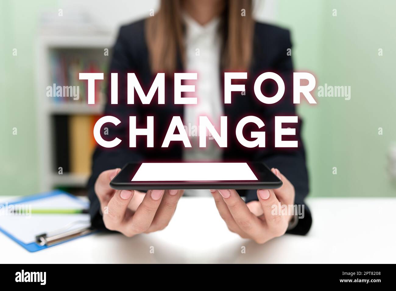 Conceptual caption Time For Change, Business showcase take action new ...