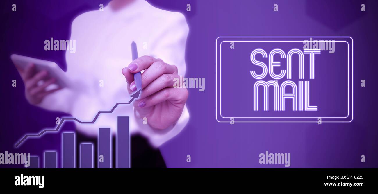 Sign displaying Sent Mail, Business showcase Event where a letter to be ...