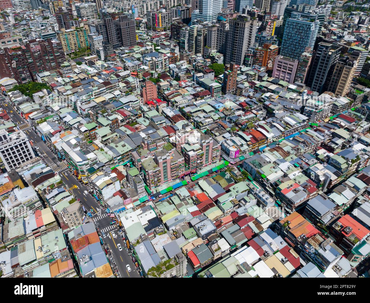 Taipei, Taiwan 28 September 2022: Top down view of Taipei city old town ...