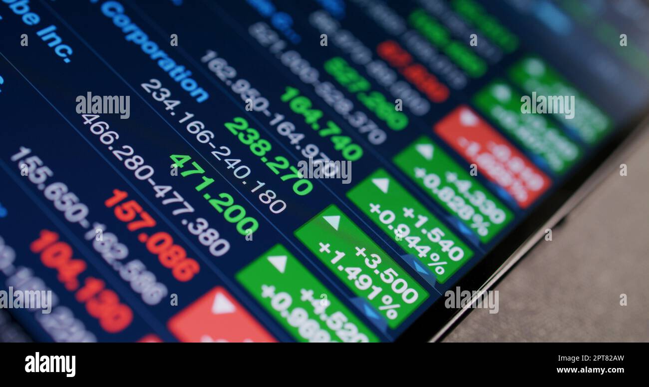 Stock market data shown on tablet computer screen Stock Photo - Alamy