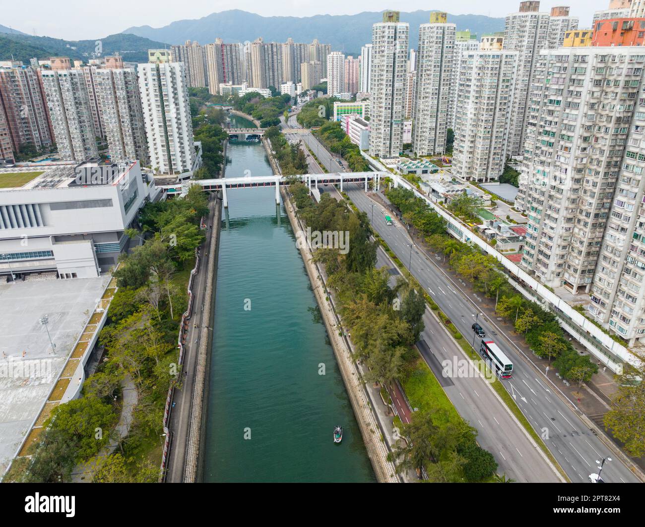 Taipo, Hong Kong 06 February 2022: Top view of Hong Kong residential ...